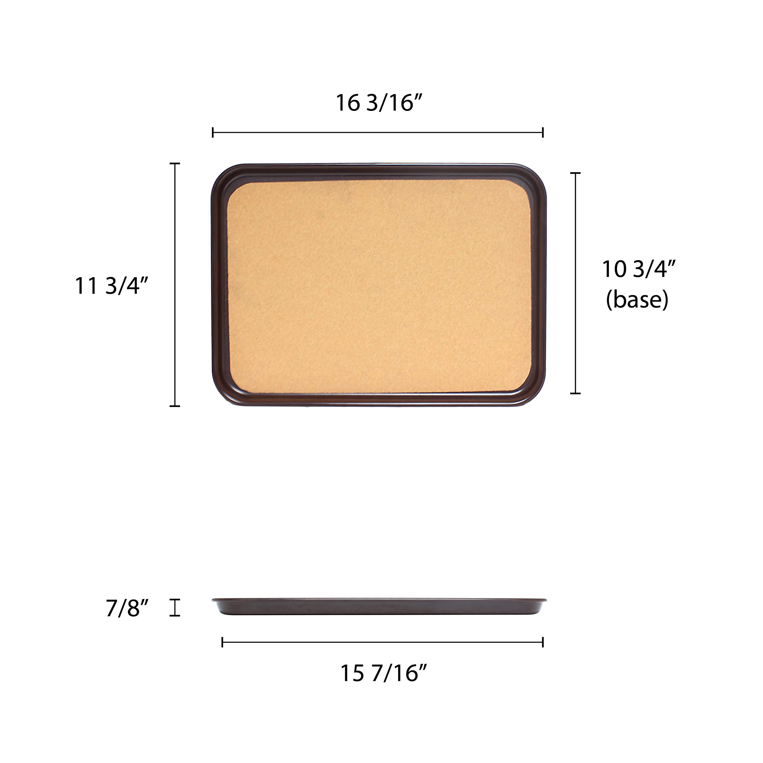Restaurant Essentials 16β x 12β Rectangular Slip Resistant Tray with Cork, Brown, Small, Comes in Each