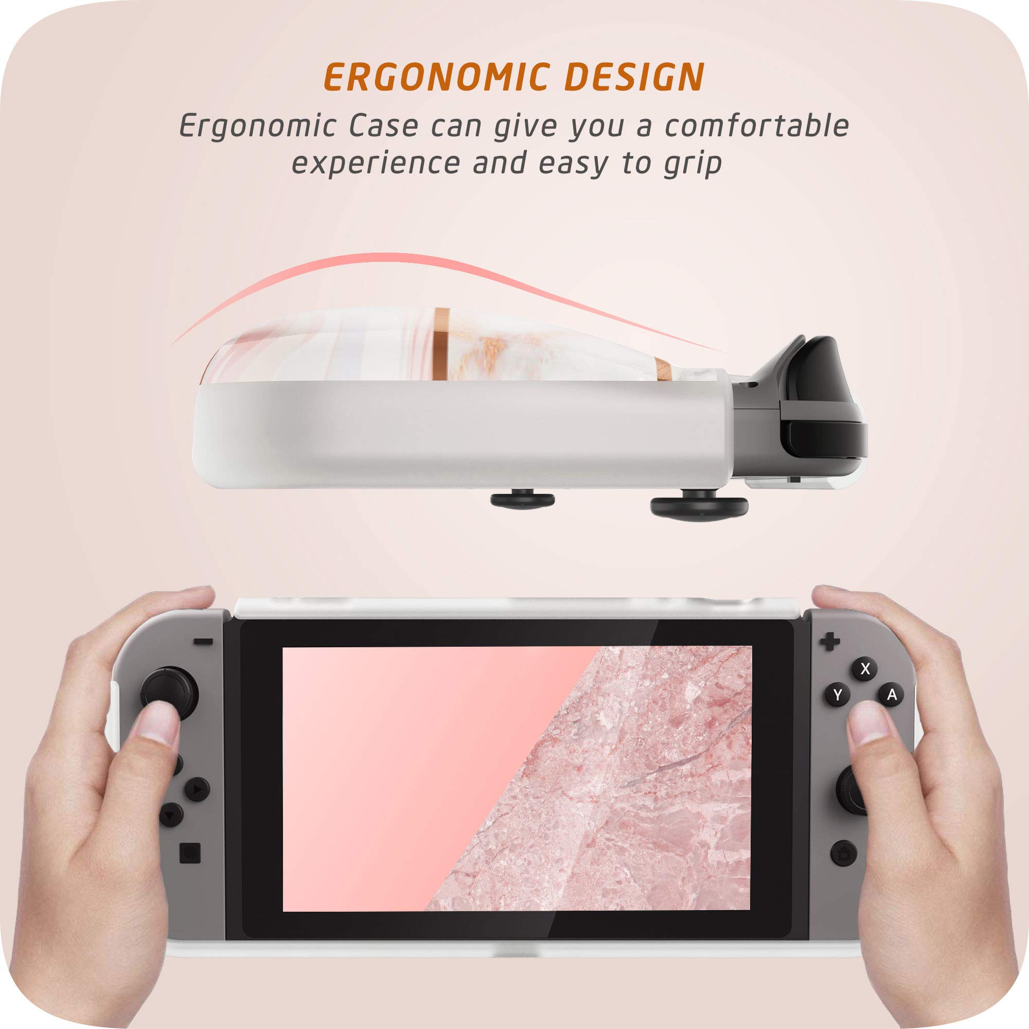 Mumba Protective Case for Nintendo Switch, [Girl Power] Soft TPU Grip Case Cover for Nintendo Switch Console with Shock-Absorption and Anti-Scratch (Marble)