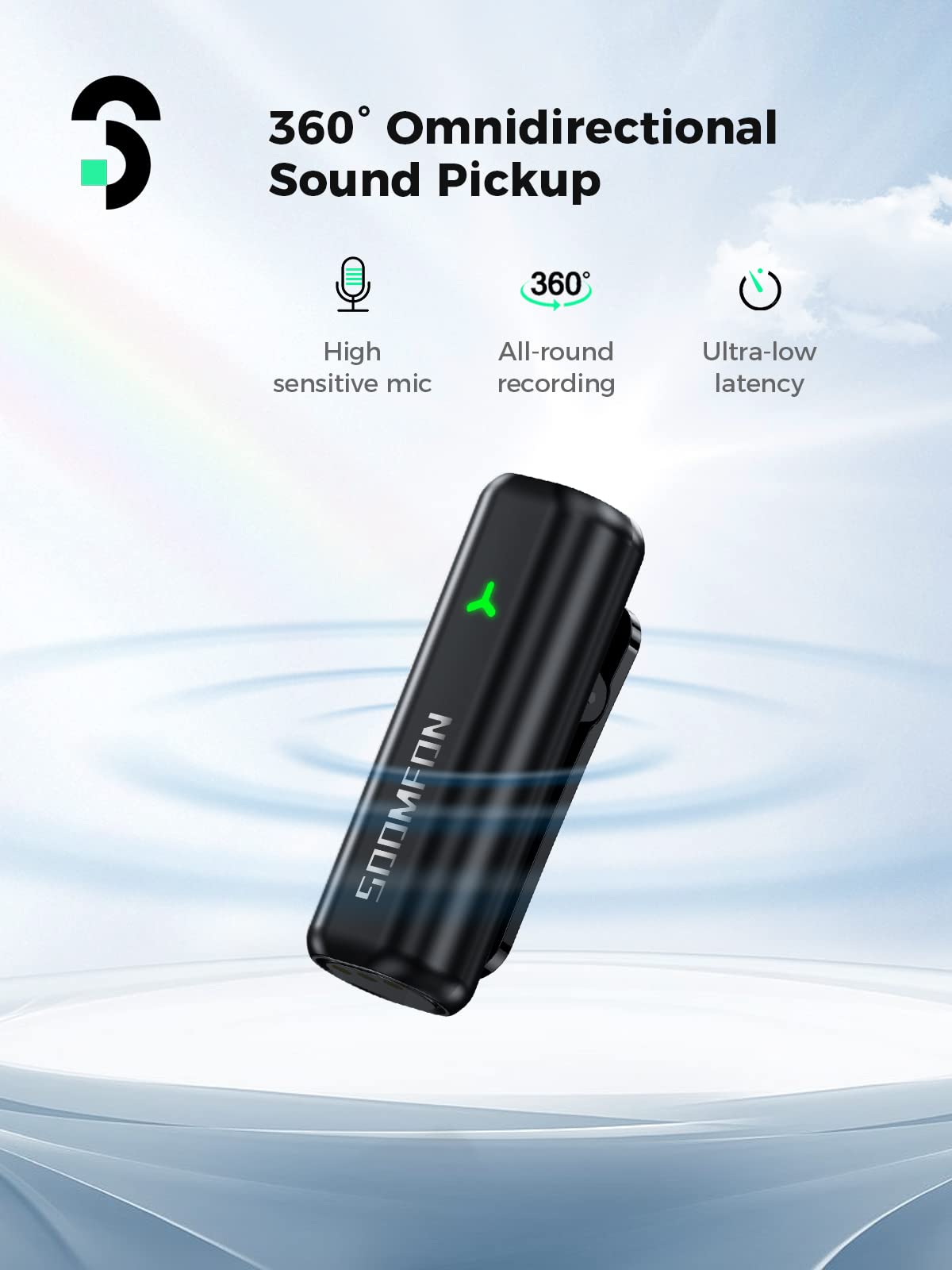 SOOMFON Wireless Lavalier Microphone for Android Phone Professional 2.4GHz Bluetooth Lapel Mic with Charging Case, Mini Clip on Microphone for Recording, YouTube, Vlog, Live Stream, TikTok and More