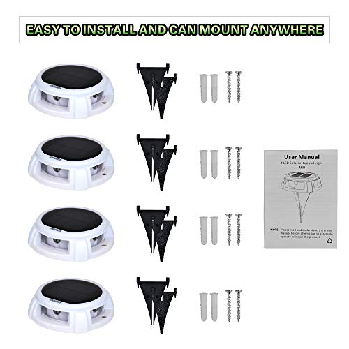 MOWASS Solar Deck Lights, Outdoor Waterproof RGB LED Step Lights,Solar Powered Driveway Garden YardPatio Stair Decor Lights - 4Pack