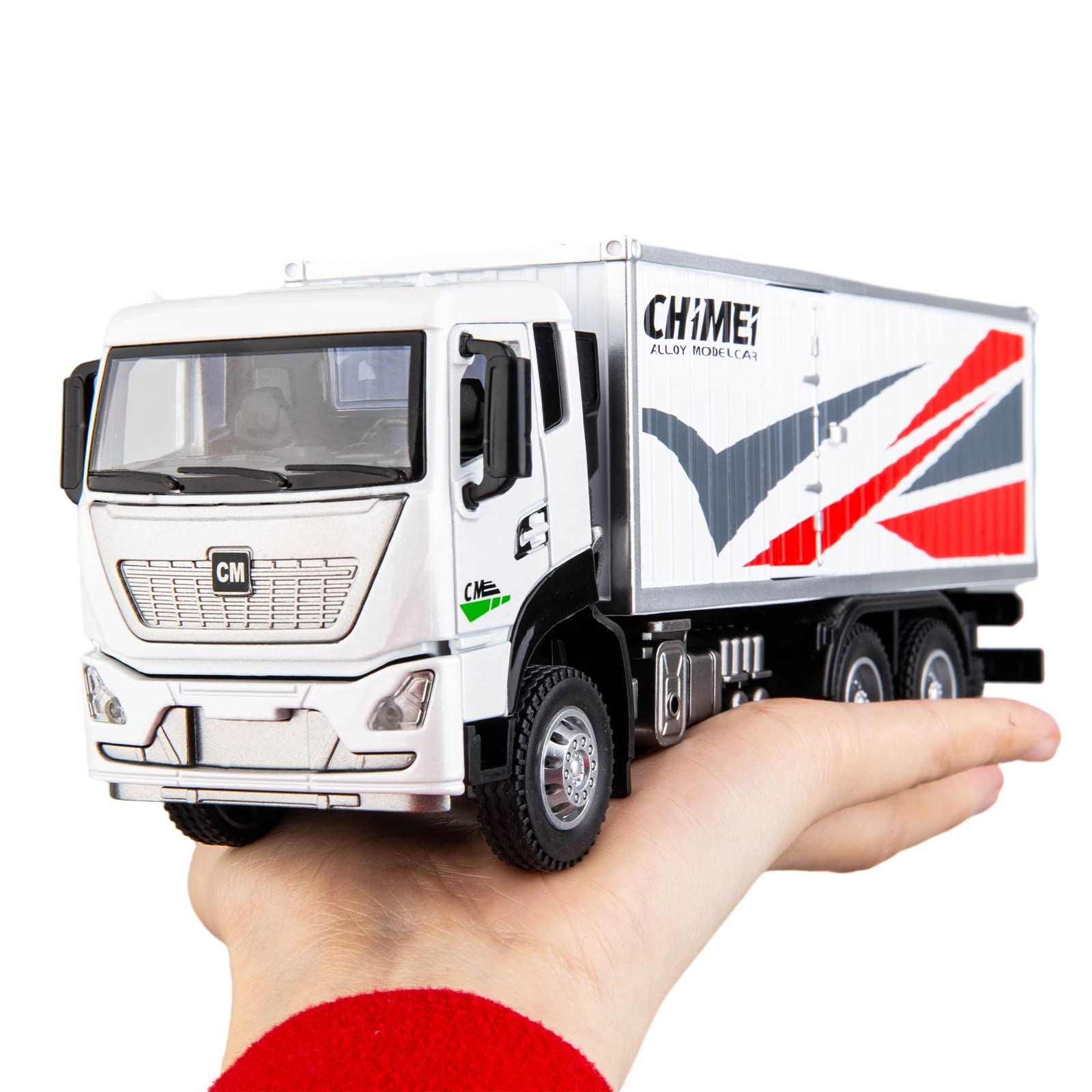 TGRCM-CZ 1/32 Scale Cargo Truck Transport Vehicles Toys,Pull Back Alloy Car with Light and Sound,Open Door for Kids Gift