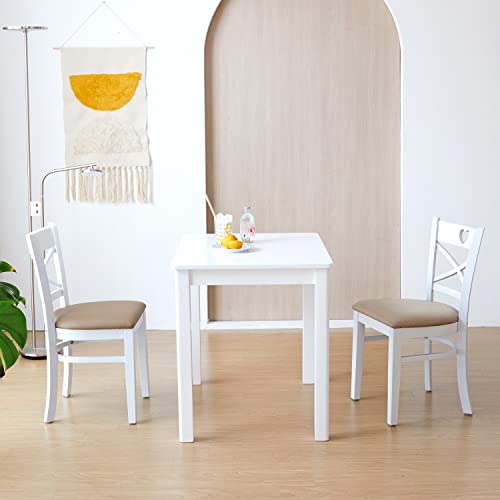 Livinia Cabin 33.5" Wooden Dining Table/Small Rectangular Modern Farmhouse Solid Wood Kitchen Table Desk (White)