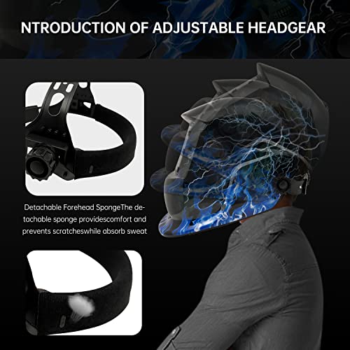 WELDMALL True Color Solar Power Auto Darkening Welding Helmet Welder Hood with Adjustable Shade Range for Mig Tig Arc Sensor Welder Mask WM-110