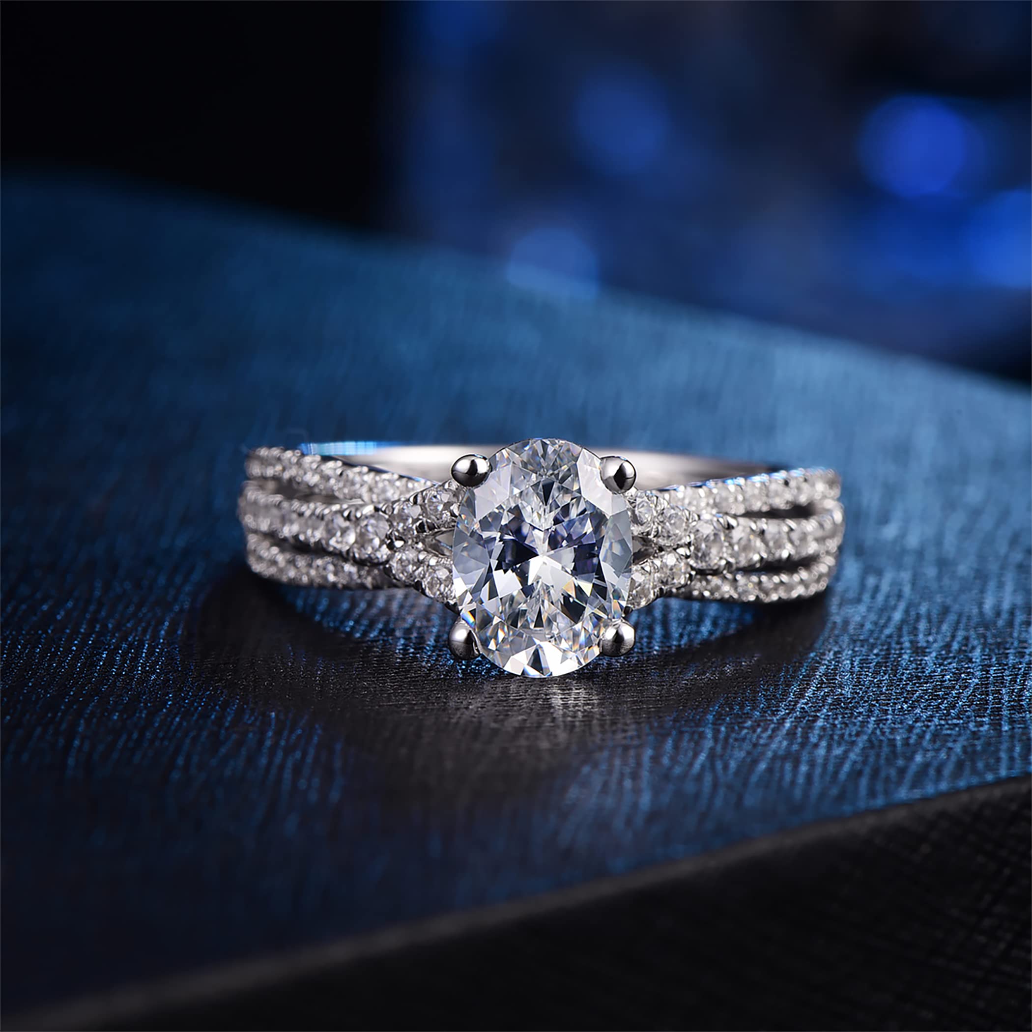 Petite Twisted 1.5 Carat Oval CutD Color VVS Moissanite Engagement Rings for Women (6.5)