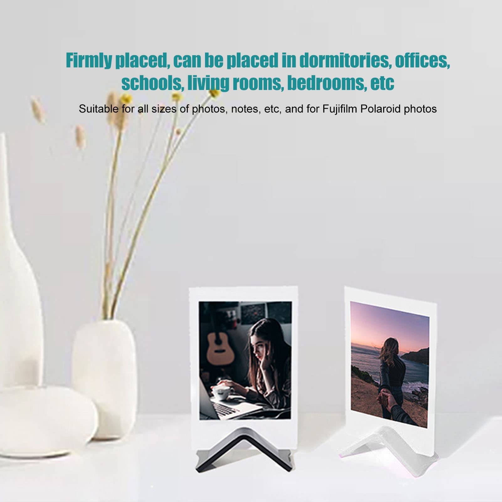 Photo Holder, High Durability Acrylic Photo Holder Decorative Reusable V Shape Stable for Dorm (White)