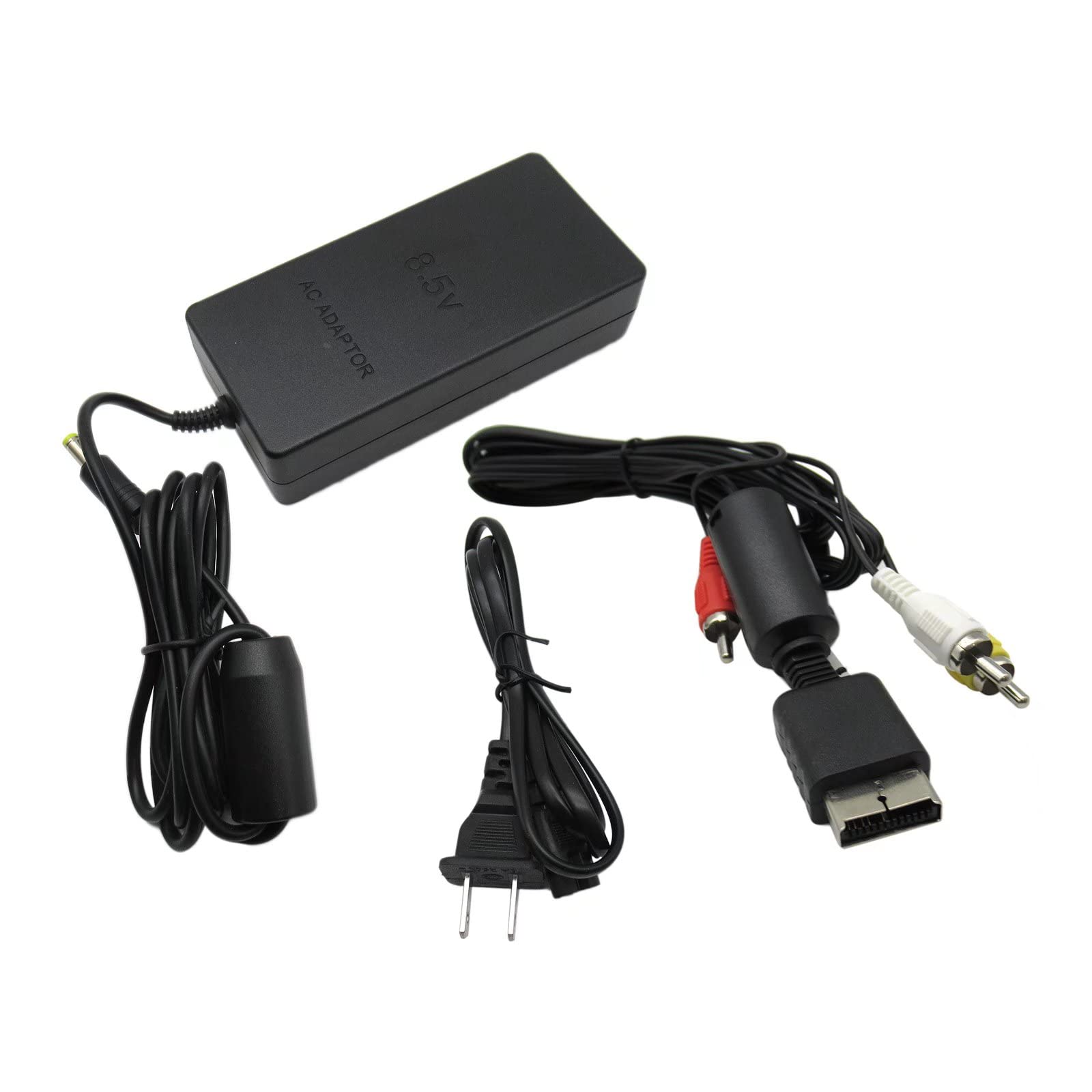 Power Cord Slim AC Adapter Charger Supply with AV Cable for Sony PS2 Playstation