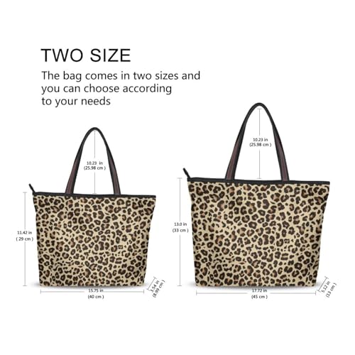 Sletend Tote Bag Leopard Print Handbags for Women Fashion Shoulder Bag for School Travel Work Shopping(L)
