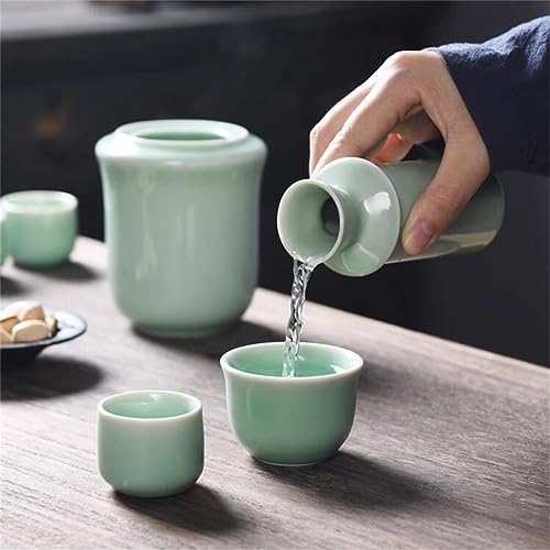 MMLLZEL Yellow Wine White Wine Glass Hot Warm Wine Pot Warm Wine Ware Household Ceramic Chinese Antique Wine Set