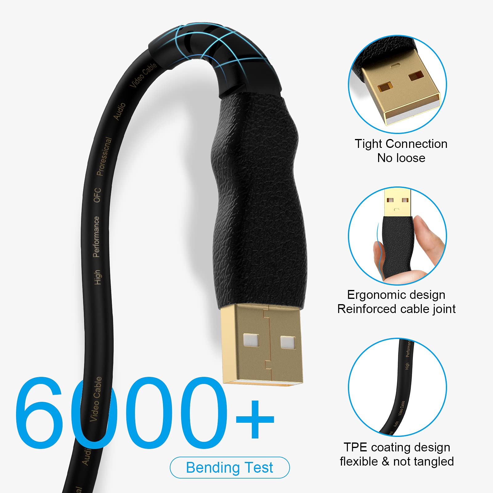 NUOSIYA USB to XLR Cable, USB Microphone Cable 10 Ft, 3 Pin XLR Female Cables Adapter Mic Converter Patch Cable Studio Audio Cable Connector Cords for Microphones, Recording, Karaoke