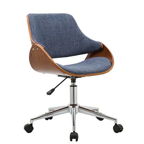Porthos Home Adjustable Height Mid Century Modern Office Desk Chair, Fabric and Wood with Caster Wheels, Easy Assembly