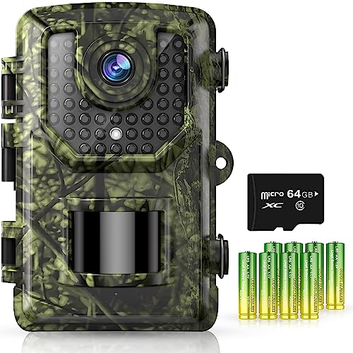 Trail Cameras with Night Vision Motion Activated Waterproof, Game Camera 32MP 1296P, Hunting Camera with 0.1S Trigger Speed, 120°Wide Angle Deer Camera with No Glow Infrared LEDs for Outdoor Wildlife