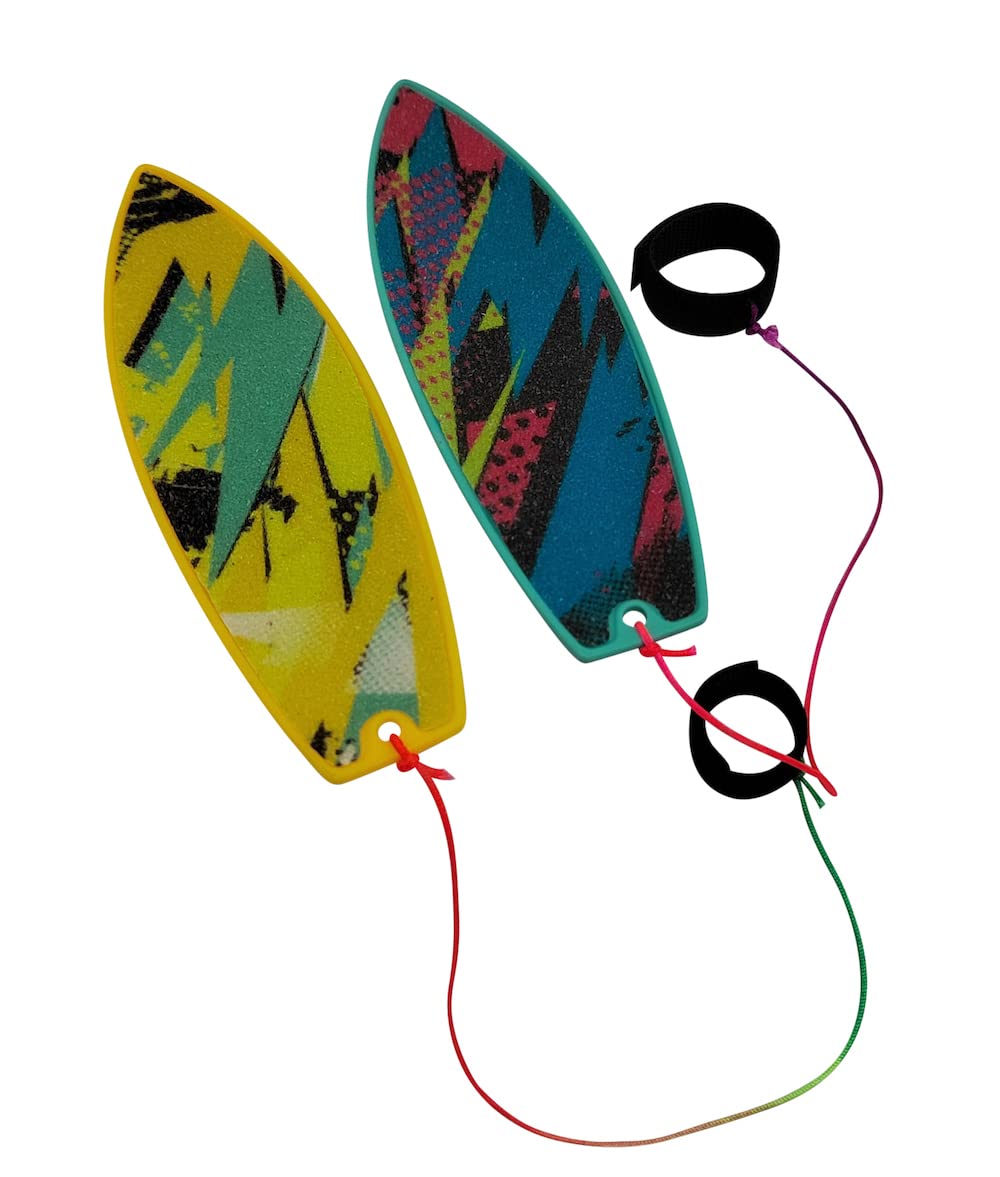Twiddler Toys 2 Pack Finger Surfboard for Car Rides Teal & Yellow - Mini Air Boards Surf The Wind