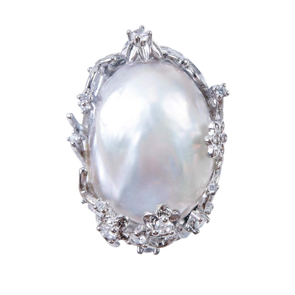 MoniPearl Rings Statement for Woman Baroque Freshwater Cultured Pearl (silver)