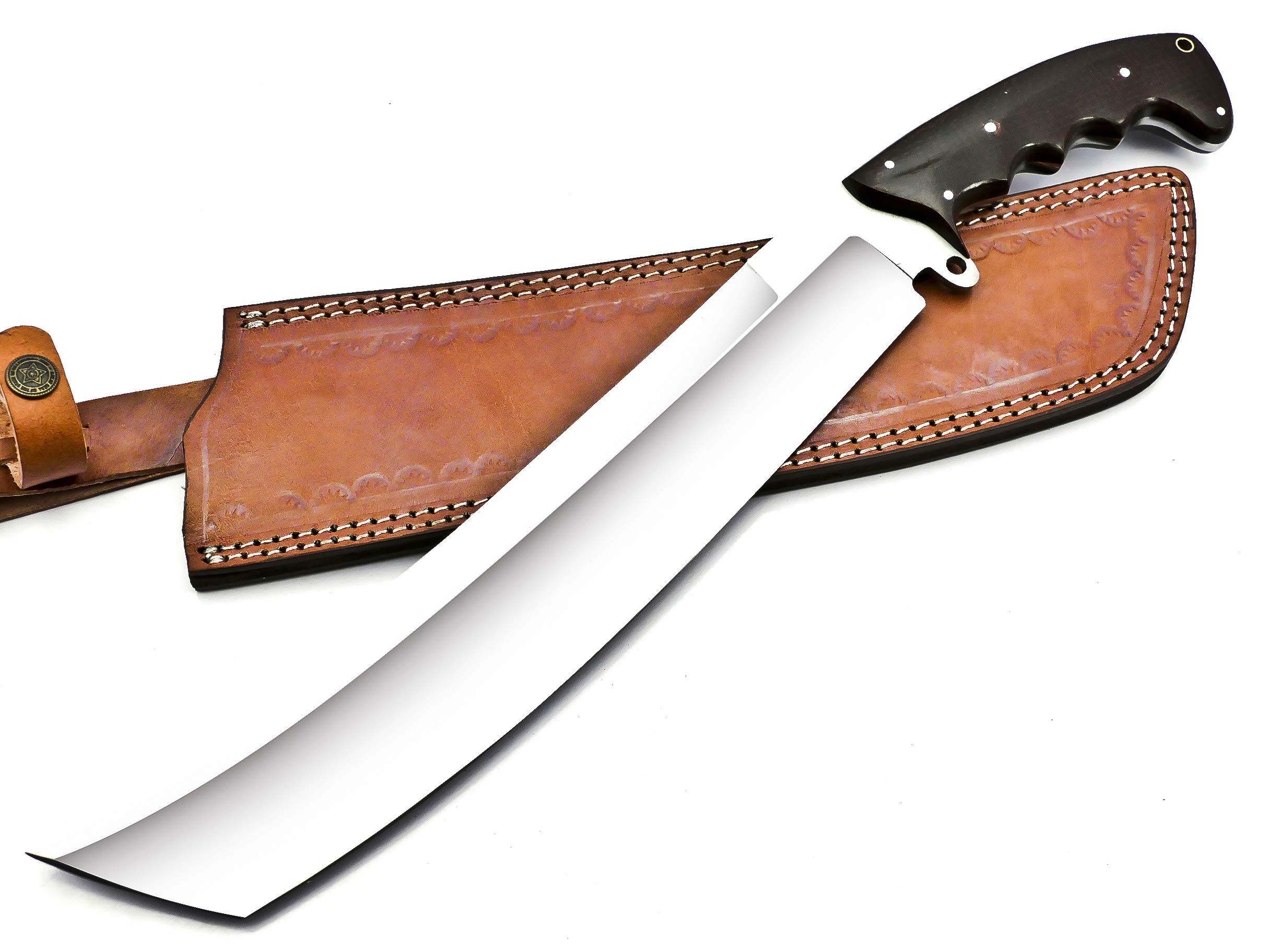 Nooraki 18" Handmade Machete Knife | Full Tang Hunting Knife Made Using Chrome Vanadium Stainless Steel, Camping knife with Micarta Handle and Leather Sheath