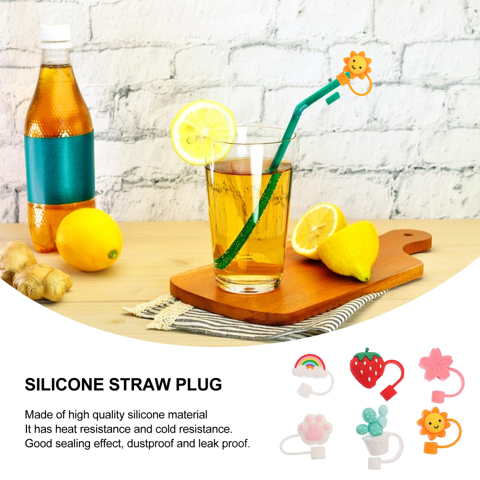 SEWACC Straw Covers 6 Pcs Silicone Straw Caps Reusable Drinking Straw Tips Lids Straw Toppers for Home Party Outdoor Office