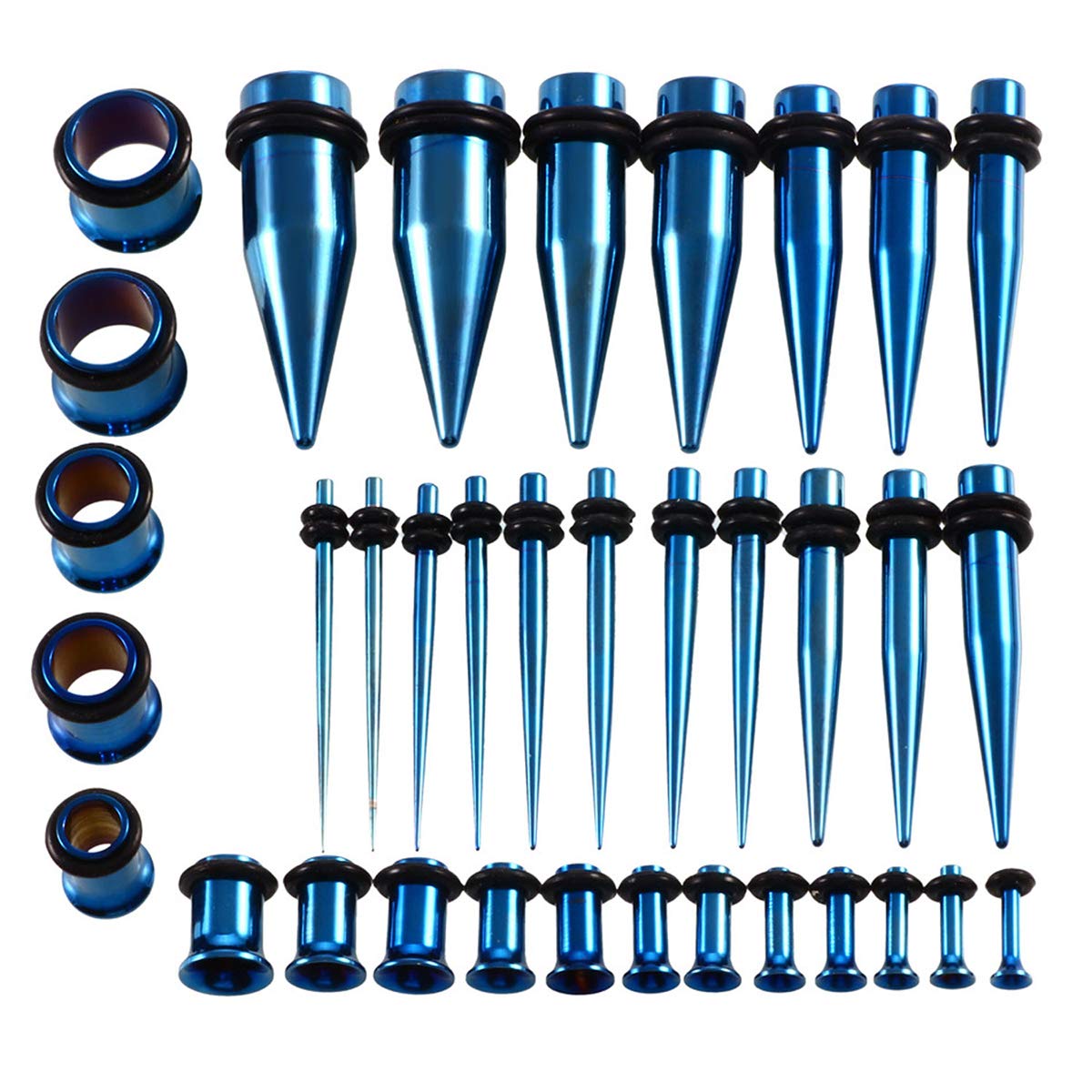 NASAMA 36 Pieces Ear Stretching Kit 14G-00G Stainless Steel Tunnel Plugs Tapers Piecing Set Body Piercing Jewelry (Black)