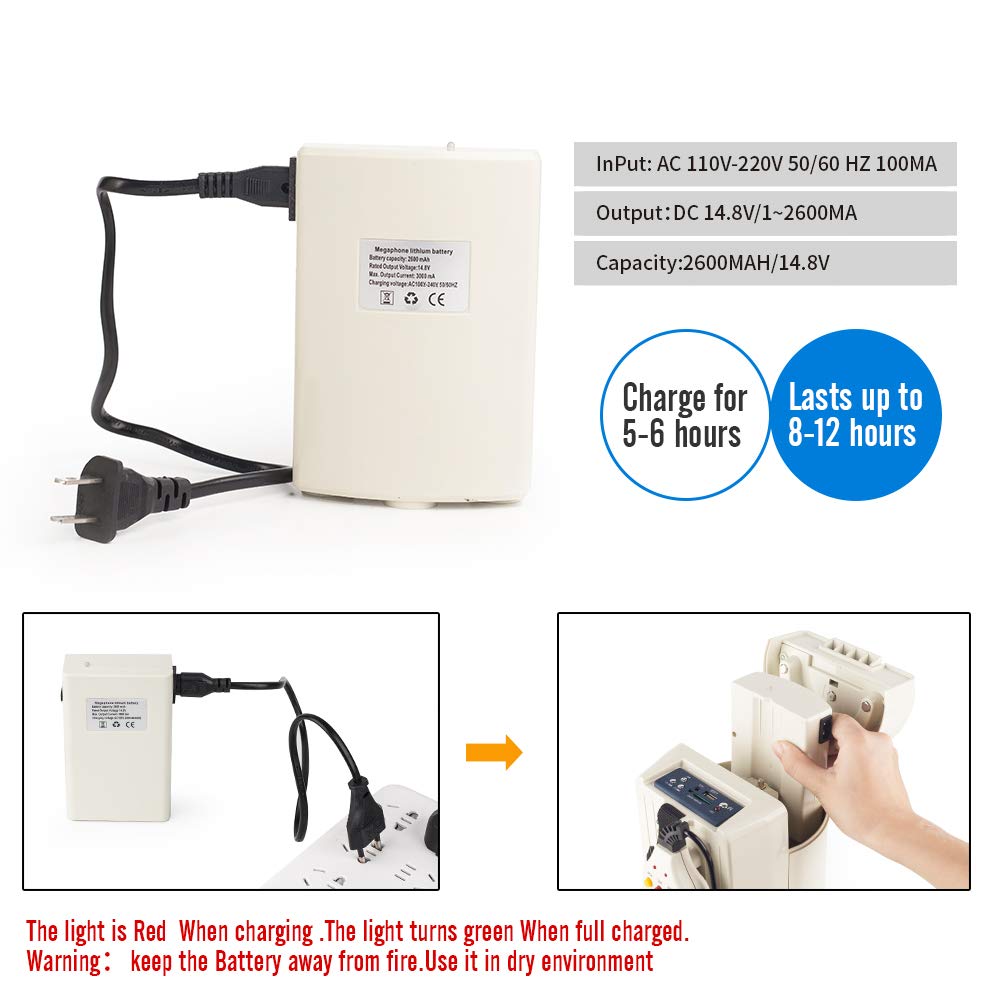 My Mealivos 75 W 2000 Professional Yard Sound Range Heavy PA Bullhorn Megaphone Speaker, Adjustable Volume, Loud Hand Held Megaphone, Outdoor Activities, Coaching, Football, Baseball, Hockey(Ivory)
