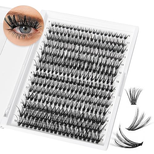MUROAOCI Lash Clusters, Lash Clusters Diy Eyelash Extensions Individual Lashes, Lash Extension Clusters Wispy Lash Clusters Soft for Personal Makeup Use at Home D curl 8-16mm (280pcs, 30D+40D-0.07D)