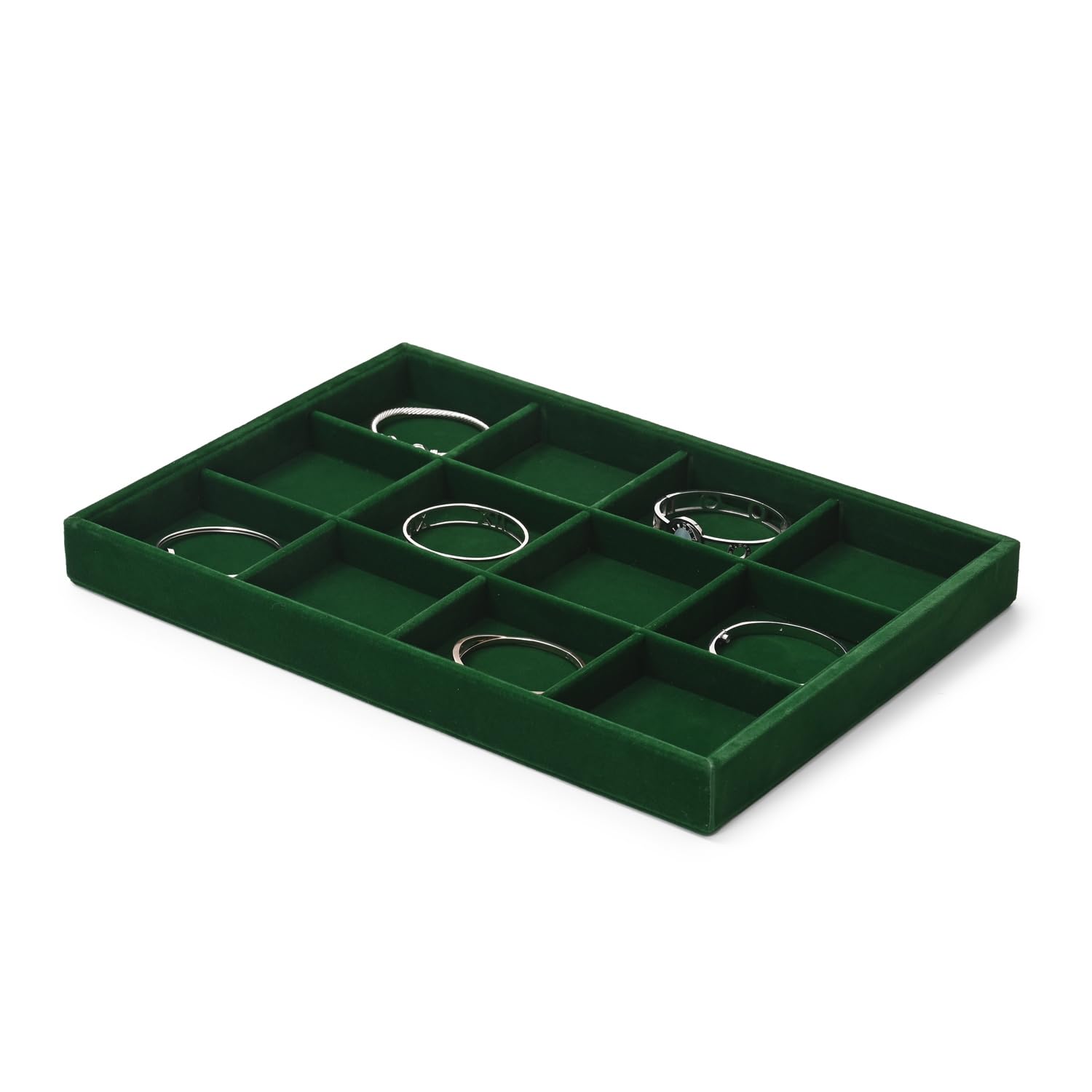 Papten Jewelry Display Tray Velvet 12 Grid Stackable Jewelry Trays Showcase for Bracelet Bangle Watch Earring Ring