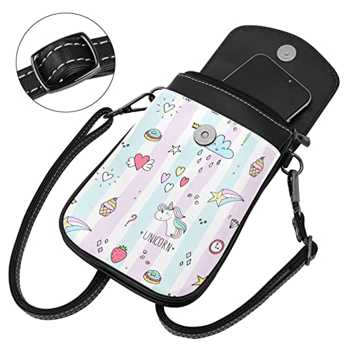 Small Crossbody Bag Rainbow Unicorn Cell Phone Purse Wallet