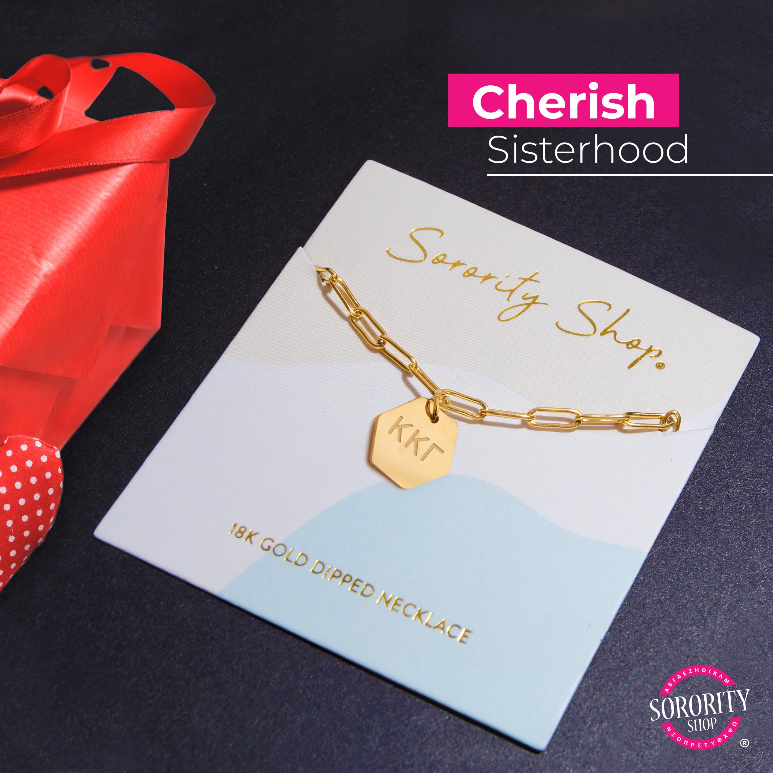 Sorority Shop Phi Sigma Sigma Paperclip Necklace β PSS 18K Gold Plated Sorority Gifts Necklace, Long-Lasting Phi Sigma Sigma Gifts for Women