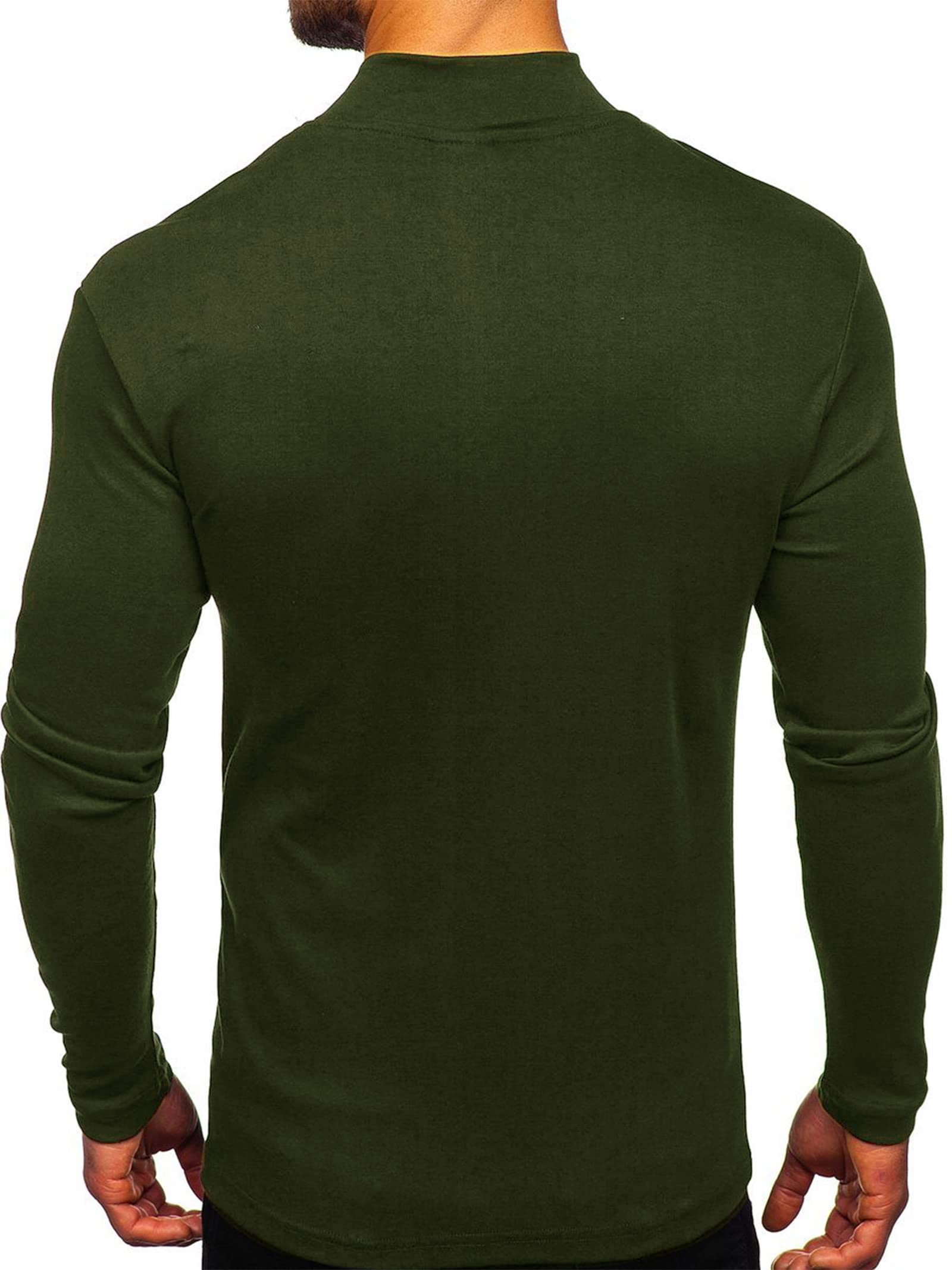 Viwedo Mens Half Turtleneck Long Sleeve Pullover Undershirt Stretch Slim Fit Sweaters Army Green