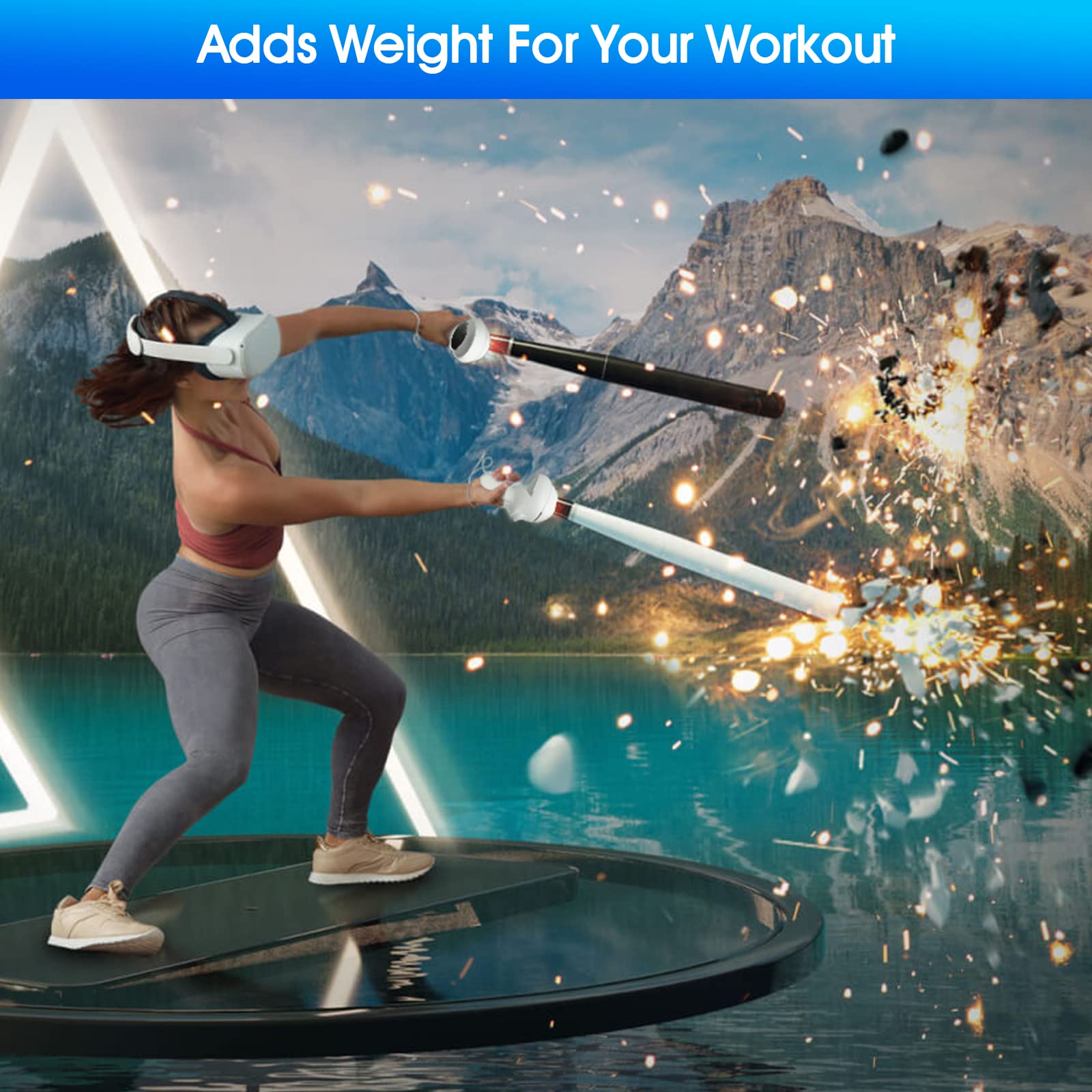 Weight Dumbbell for Oculus Quest 2, Adjustable Controller Weight Dumbbell Works Great for All VR Exercise & Game, VR Fitness Accessories for Quest 2(Controllers Not Included)