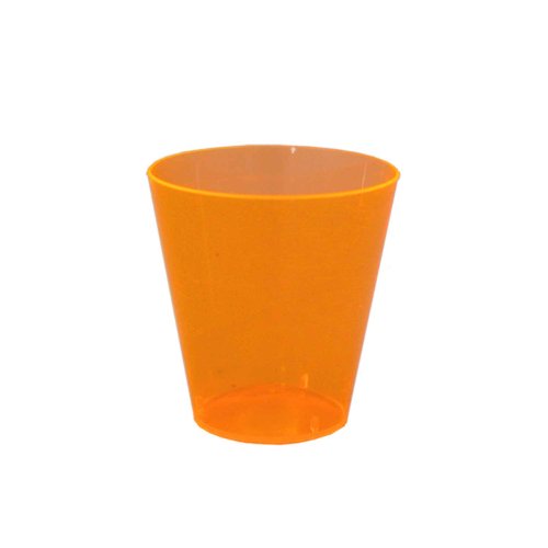 Party Essentials Hard Plastic 2-Ounce Shot/Shooter Glasses, Neon Orange, 50 Count
