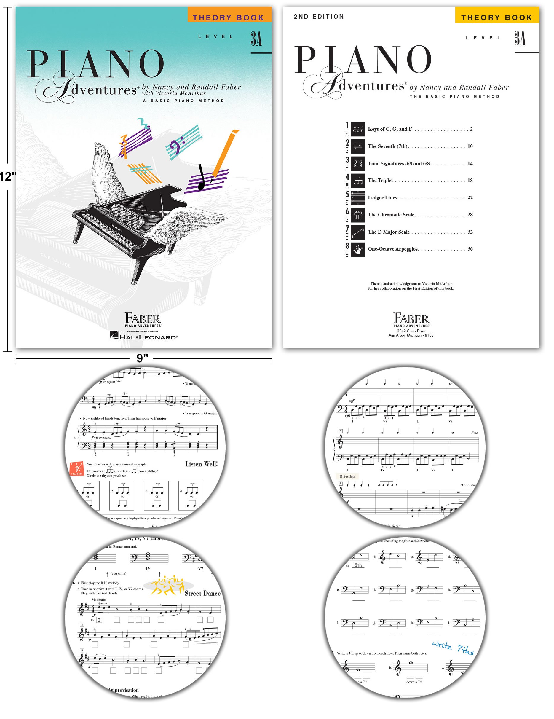 Piano Adventures Level 3A Learning Library Set By Nancy Faber - Lesson, Theory, Performance, Technique & Artistry Books & Juliet Music Piano Keys 88/61/54/49 Full Set Removable Sticker