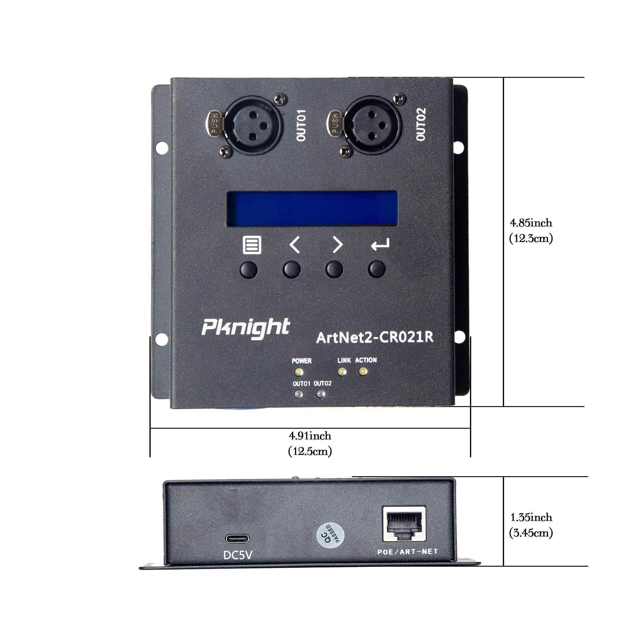 Pknight ArtNet DMX 1024 Ethernet Lighting Controller Interface,2 Universe/Truss Mountable/PoE CR021R