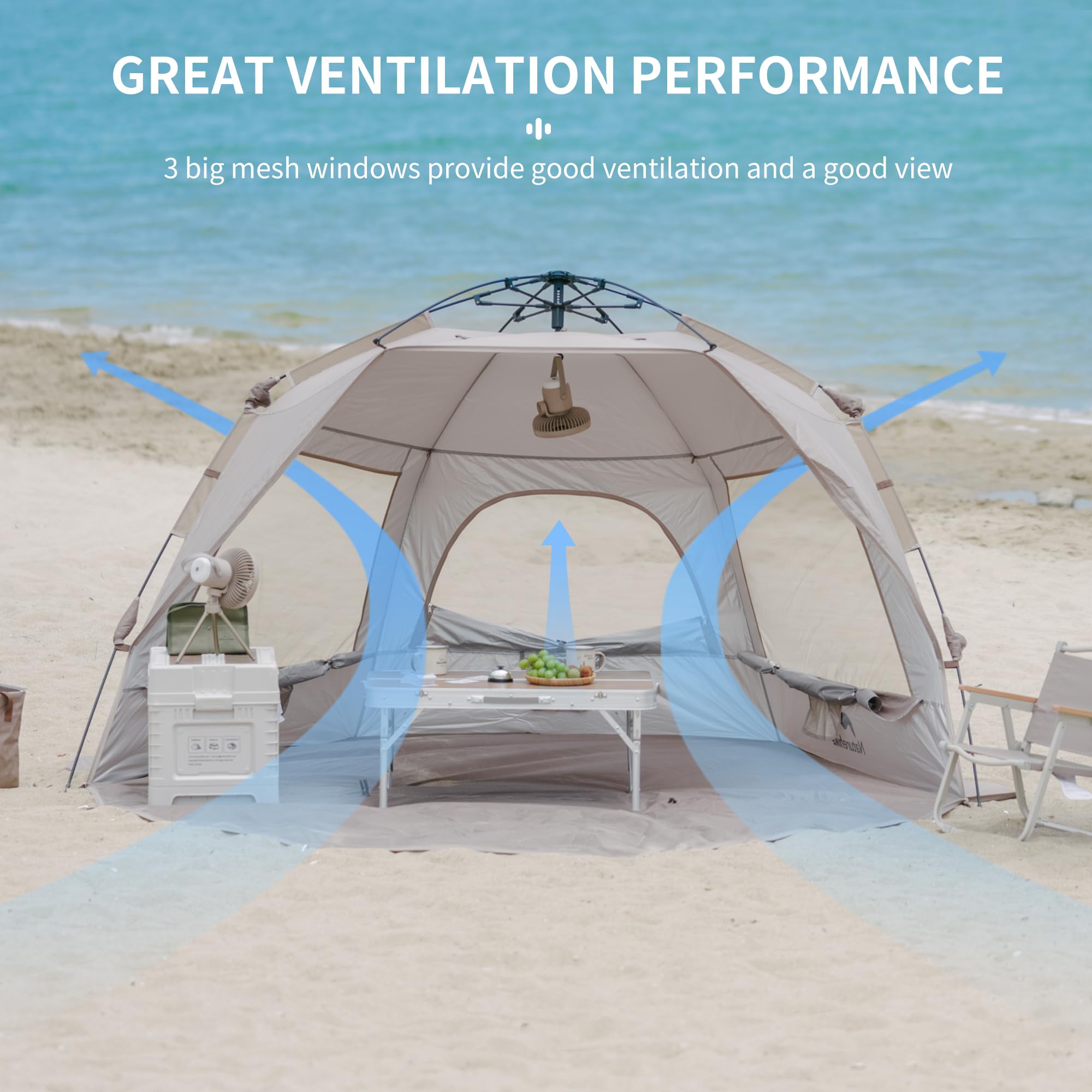Naturehike Outdoor Camping Sun Shelter Beach Tarp Awning Waterproof Carp Fishing Bivvy Shelter (White)