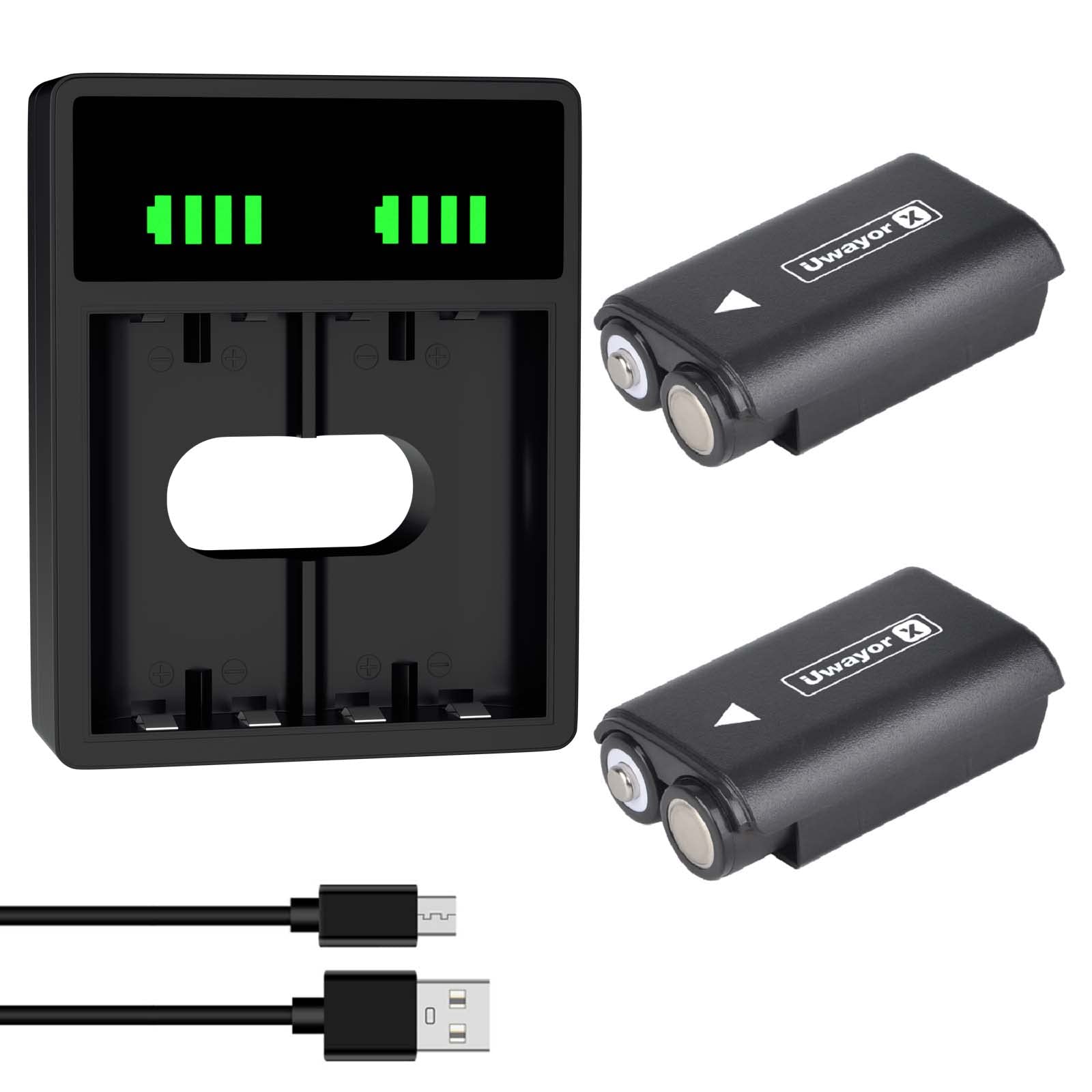Uwayor Rechargeable Battery Kit for Xbox 360 Wireless Controller with USB Dual Charging Station