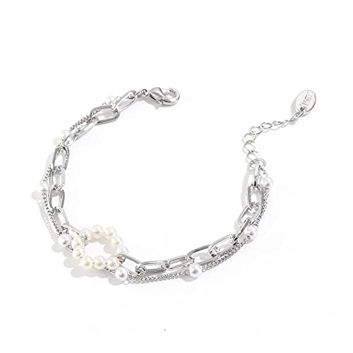 Small design, pearl bracelet, female double layer, pastoral fashion, versatile bracelet (golden)