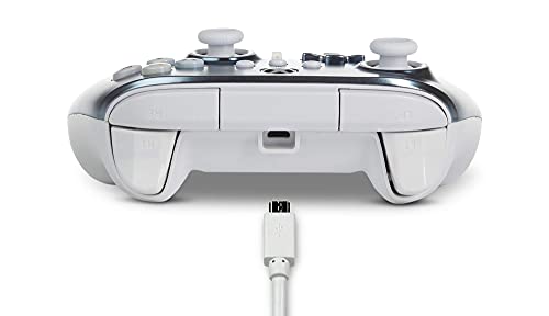 PowerA Enhanced Wired Controller for Xbox Series X|S - Metallic Ice, Gamepad, Wired Video Game Controller, Gaming Controller, Xbox Series X|S, Xbox One - Xbox Series X (Renewed)