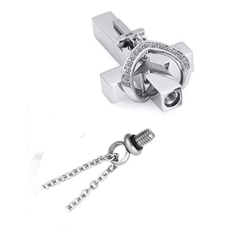 MEMORIALU Cross Mom Urn Necklaces for Ashes Cremation Crucifix Keepsake Memorial Women Stainless Steel Pendant Necklace