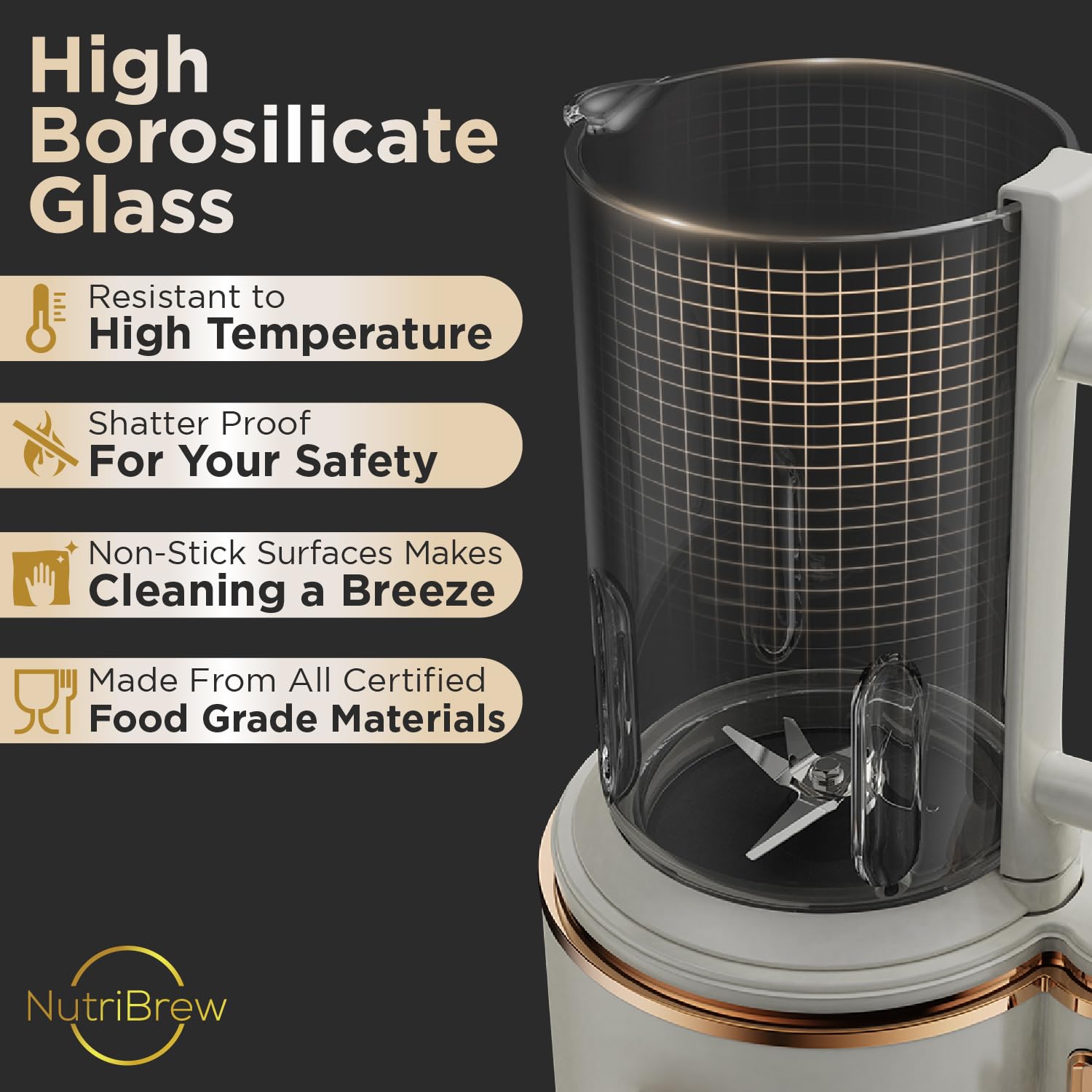 NutriBrew 50oz Automatic Nut Milk Maker Machine (1500 ml) Homemade Almond, Oat Soy Milk & More Plant Based Milk and Dairy Free Beverages Intelligent Functions With Delay Start and Easy Brew.