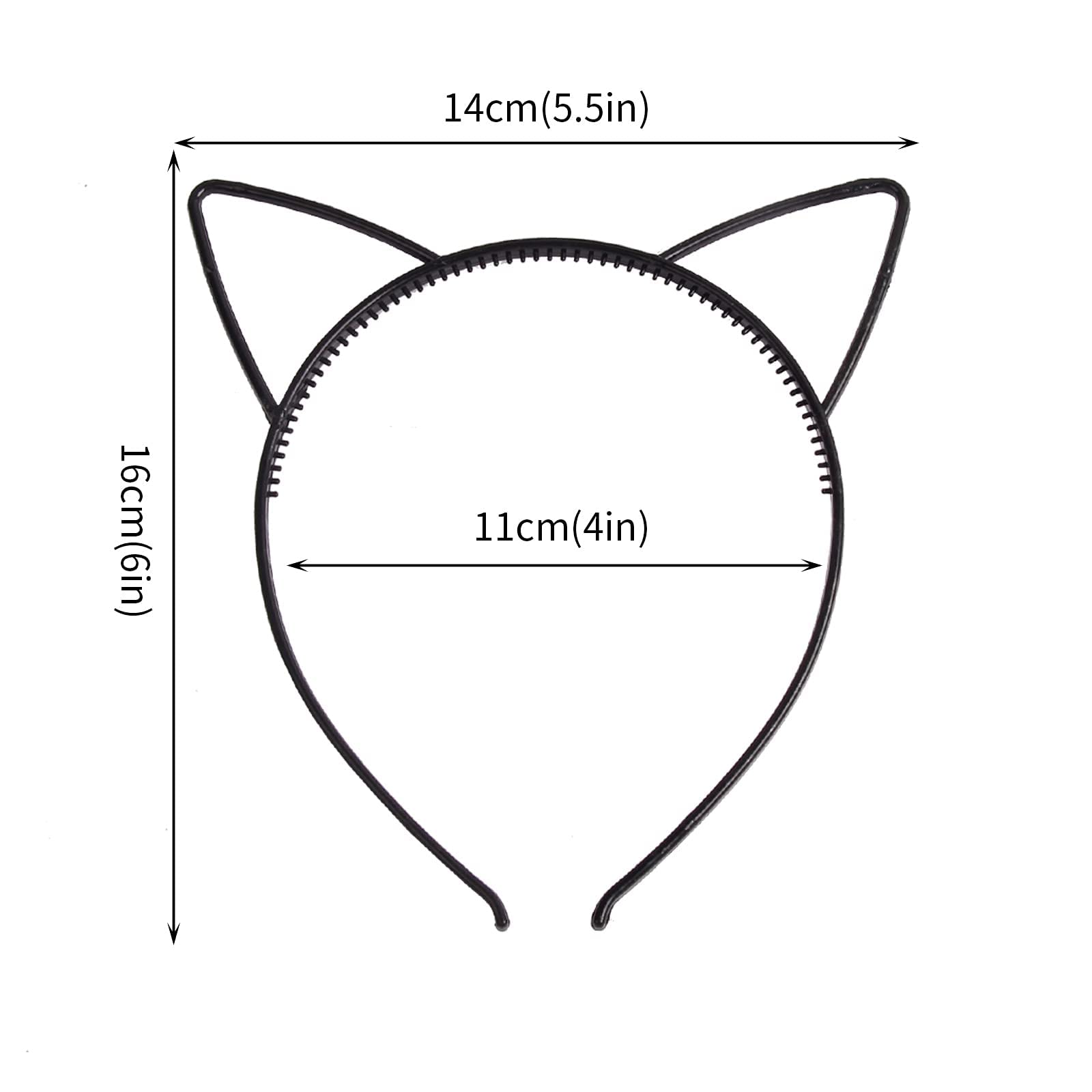 Rhoxshy Plastic Cat Ears Headband Cat Headbands for Girls Women Multicolor Head Hoops Sawtooth Kitty Ears Hairbands (Black)