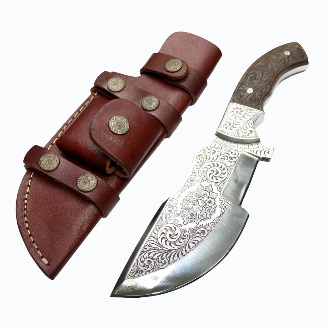THE BONE EDGE 11" Full Tang Engraved Blade & Handle Custom Hand Made Tracker Hunting knife With Sheath