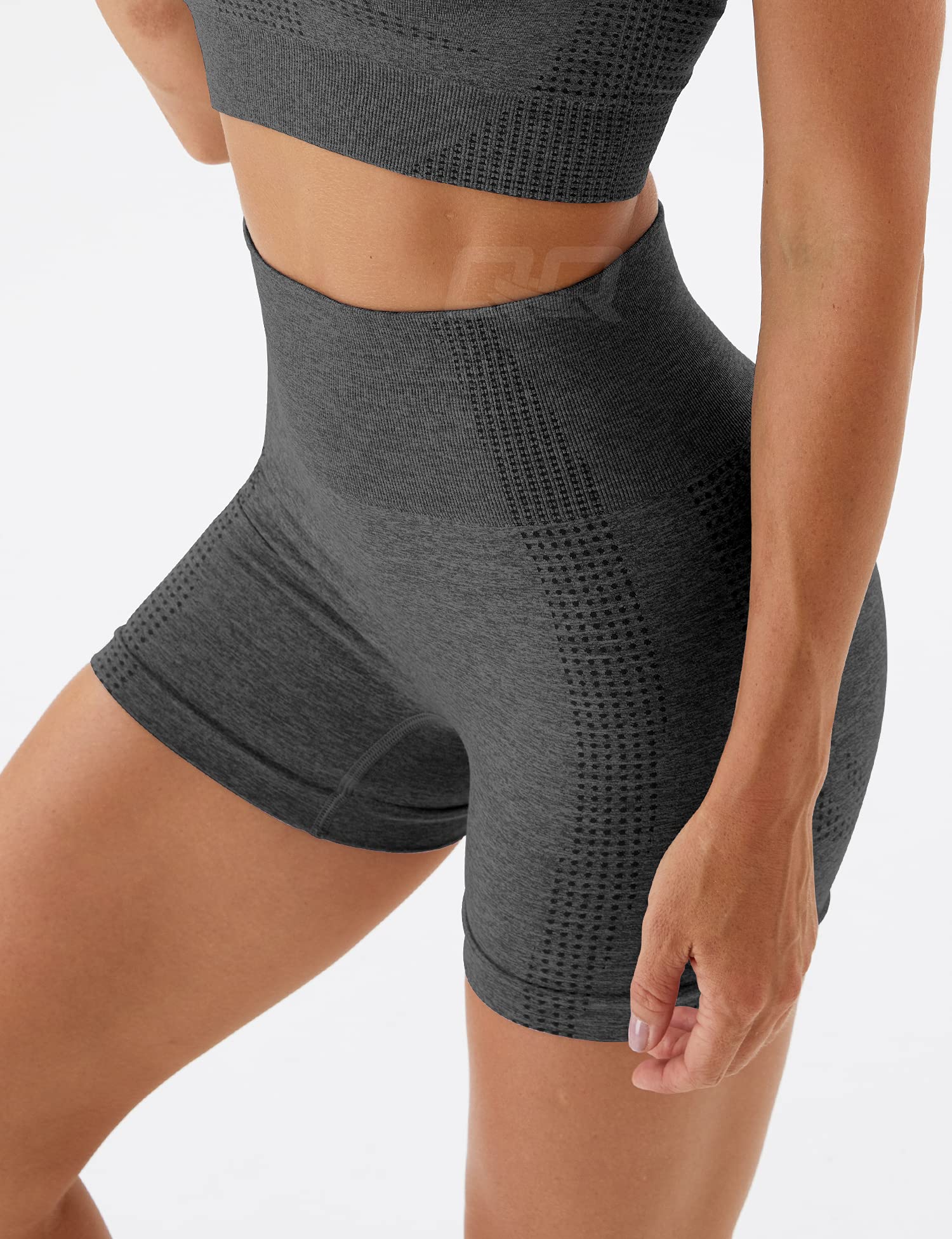 QOQ Women's Seamless Yoga Shorts High Waist Tummy Control Push up Running Elastic Shorts Compression Hot Pants Black M