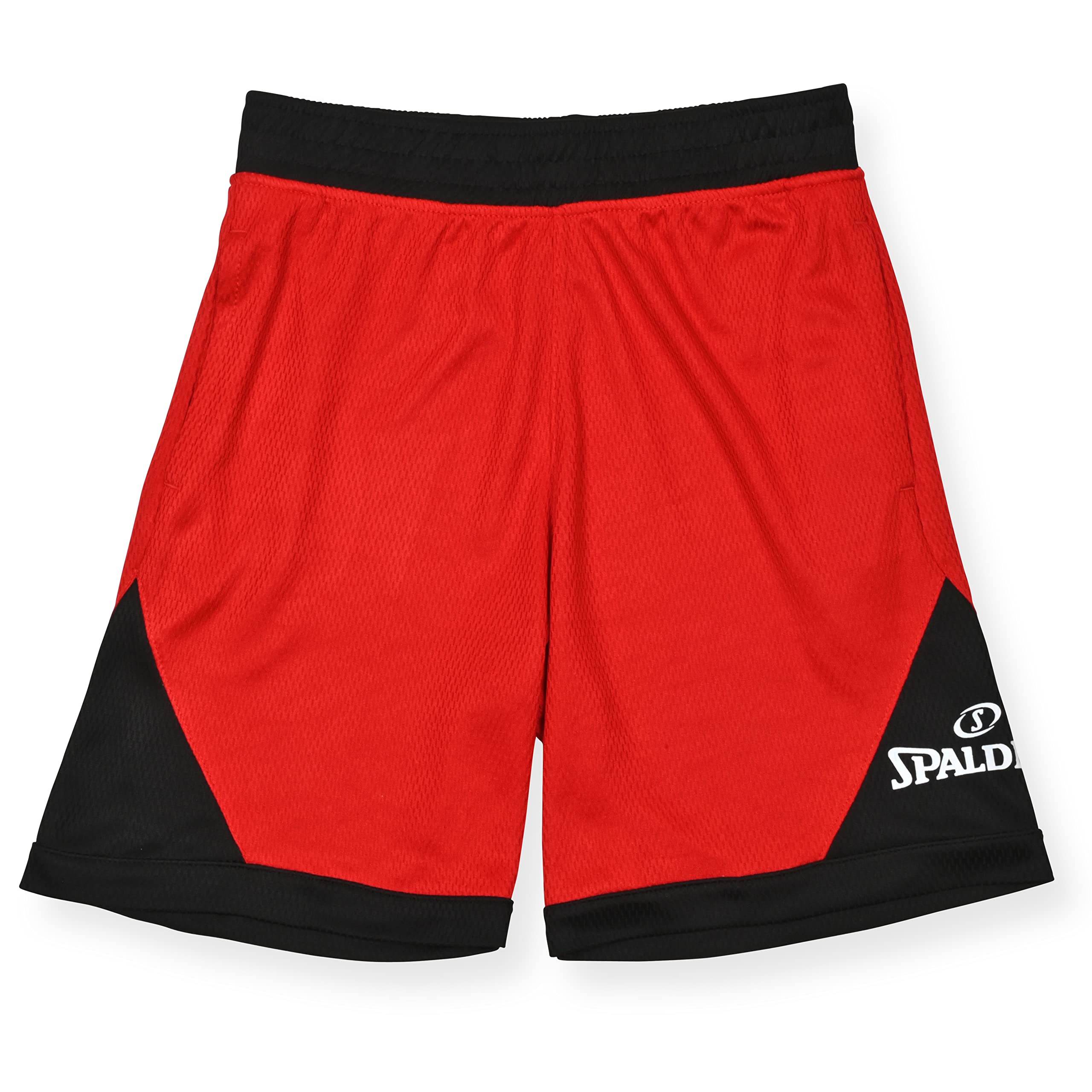 Spalding Boys Three Pointer 2-Piece Short Set, Black/Red, 6/7