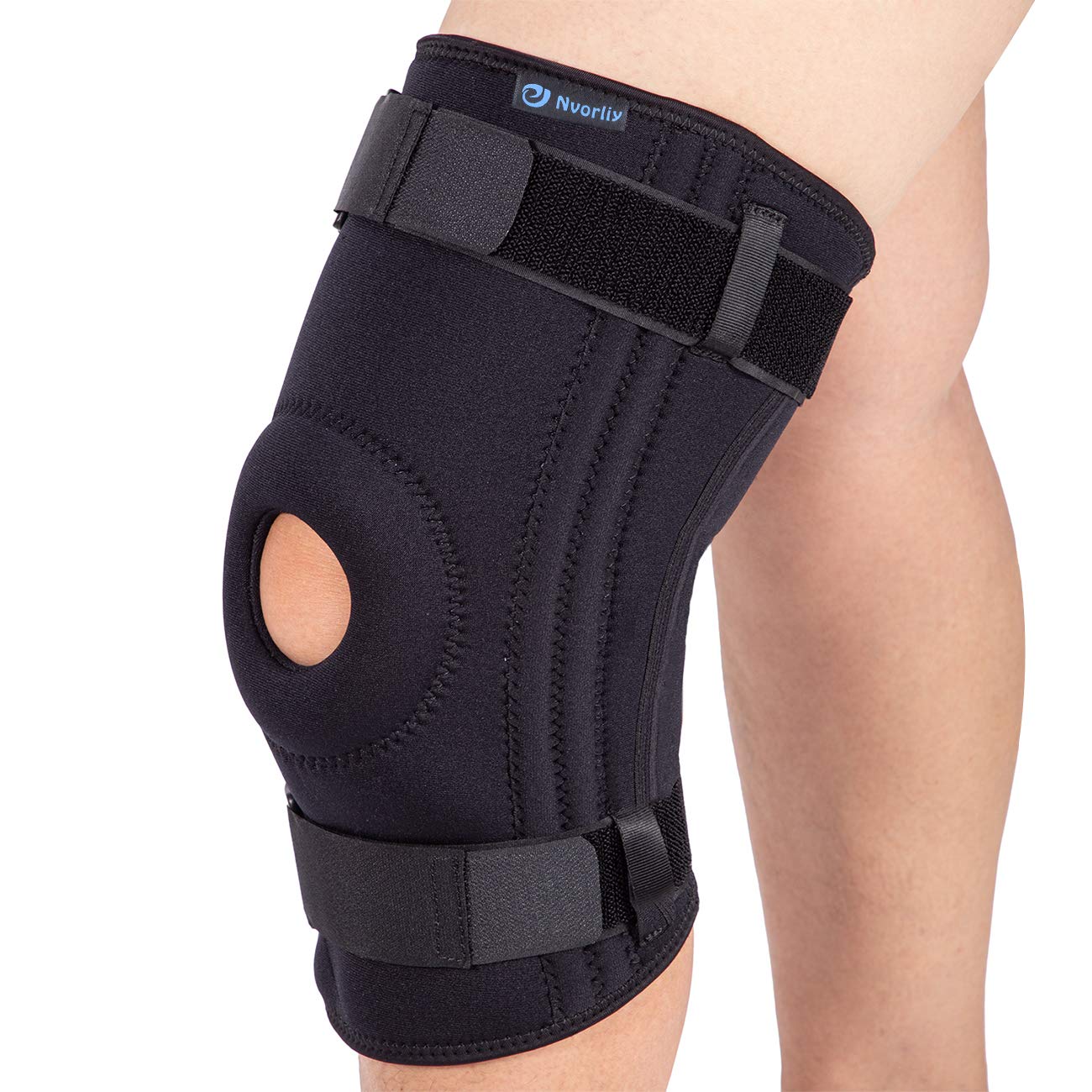 Nvorliy Knee Sleeve Plus Size for Large Leg - Detachable Strap Design, Open-Patella Stabilizer Brace for Arthritis, Tendon, Meniscus and Ligament Injuries, Patellar Tendonitis, Fit Men & Women (5XL)