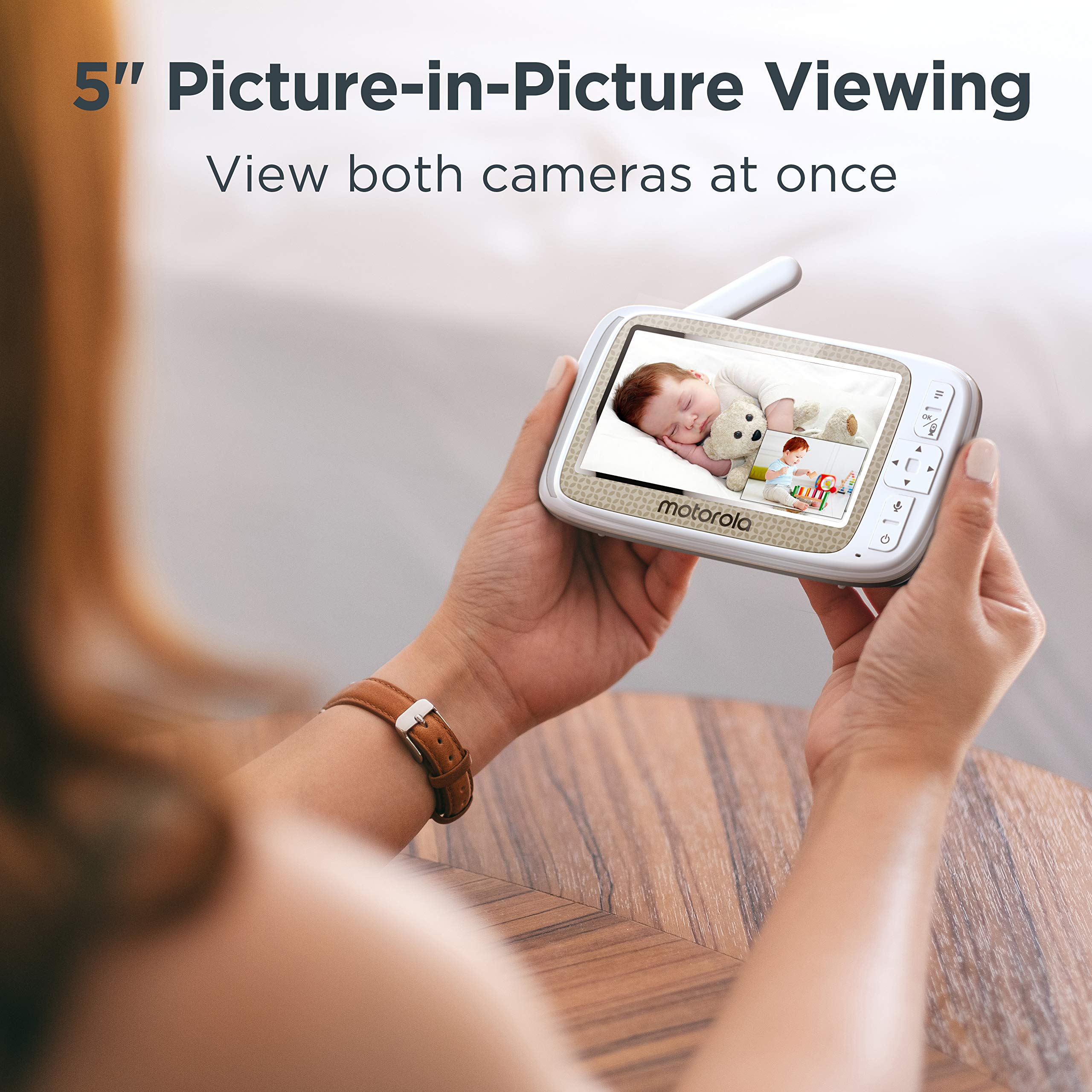 Motorola Connect85-2 Video Baby Monitor β 5β Parent Unit and WiFi HD Viewing β Two Cameras with Mood Light, Remote Pan Scan, Digital Tilt/Zoom, 2-Way Talk, Night Vision, Temp Sensor