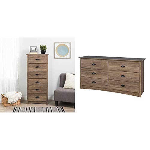 Prepac Salt Spring 6-Drawer Tall Chest, Drifted Gray & Salt Spring 6 Drawer Dresser, Drifted Gray