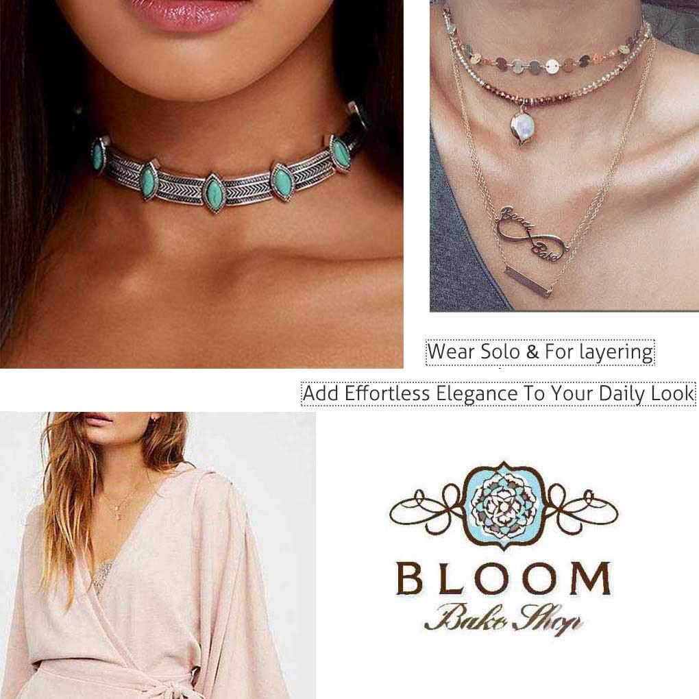 Olbye Turquoise Necklace Silver Short Necklace Choker Personalize Boho Necklace Jewelry for Women