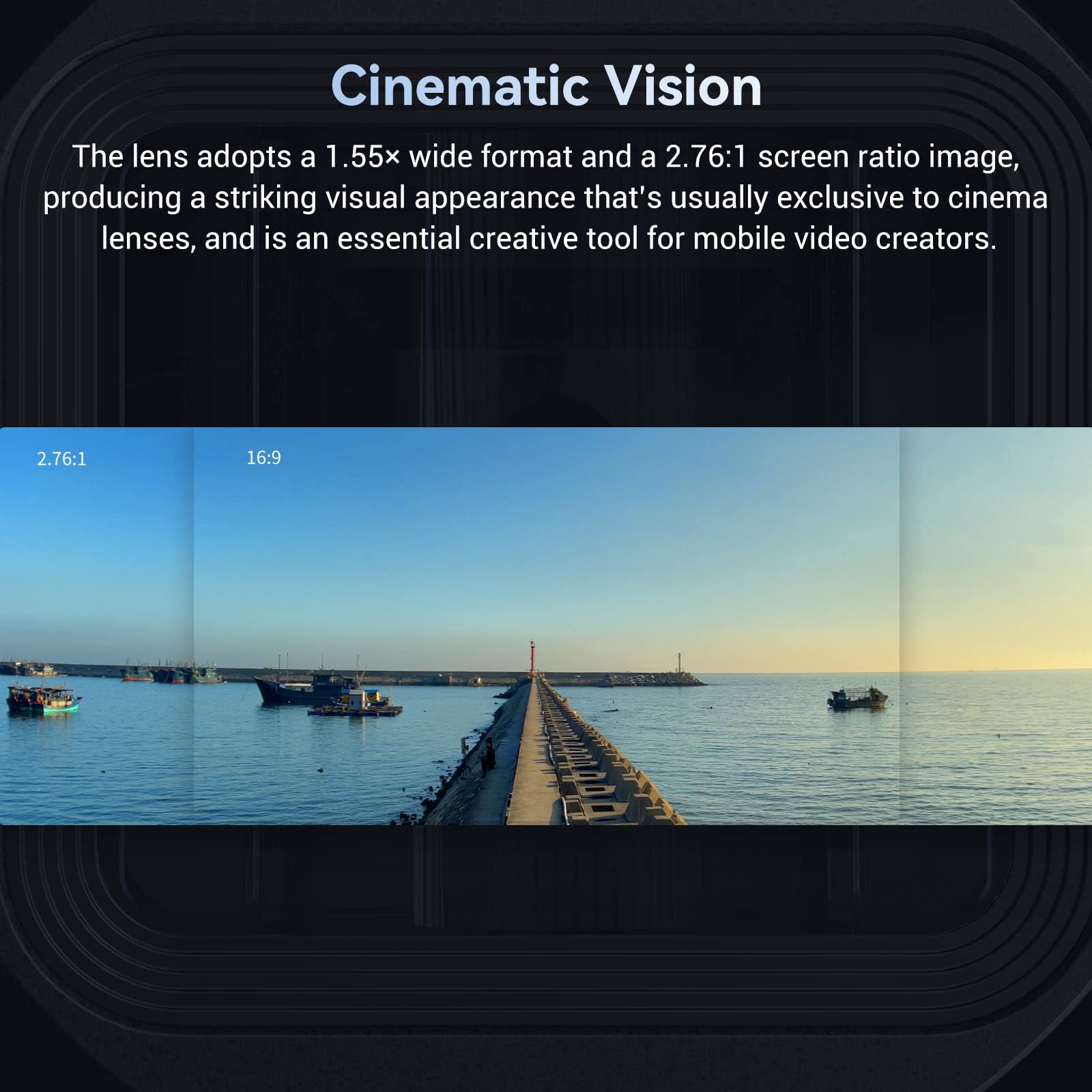 SmallRig 1.55XT Anamorphic Lens For Cinematic Filmmaking, 2.76:1 Widescreen Ratio Imaging and Blue Flares Lens for iPhone 14 13 12 and Android Phone by FilMic Pro App (3578)