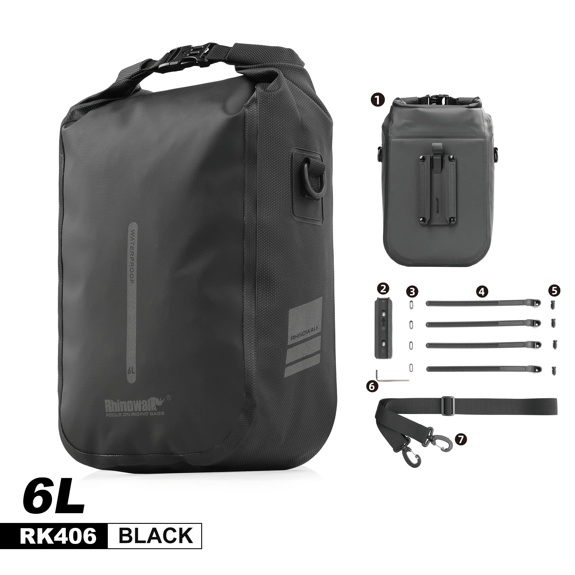 Rhinowalk Bike Front Fork Bag Waterproof 4-6L Bicycle Quick Release Dry Bag for Bikepacking Cycling Touring (Green, 6L)