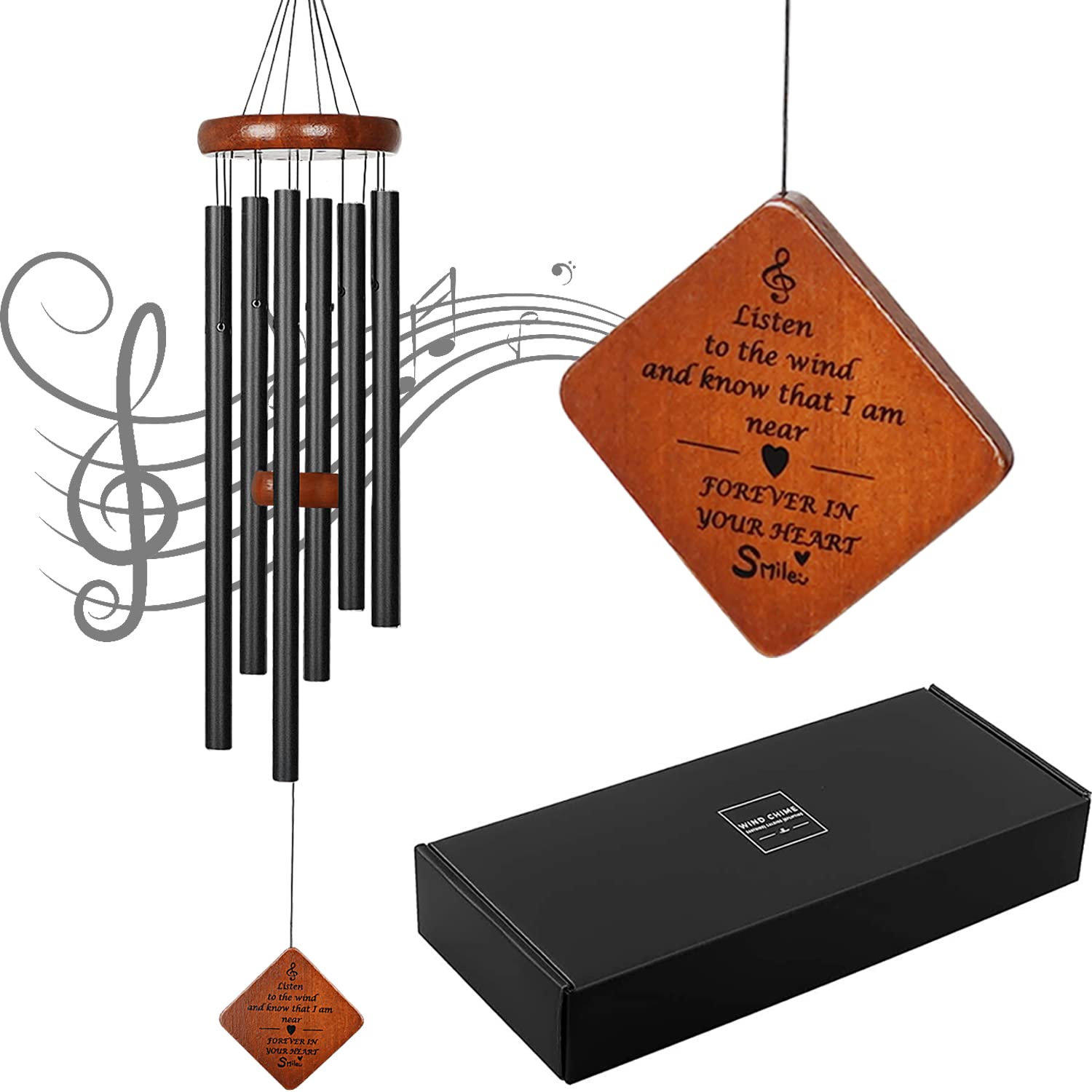 Wind Chimes for Outside,Memorial Wind Chimes for Loss of Loved One,Sympathy Wind Chimes for Loss of Mother,Windchimes Outdoors Clearance,Windchimes in Memory of a Loved One,Black
