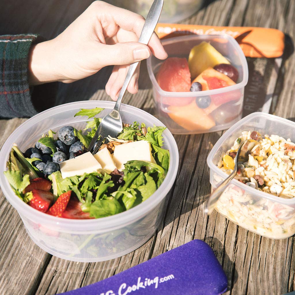 Roaming Cooking Reusable Travel Utensils with Case | Fork and Spoon Set with Knife, Chopsticks and Optional Reusable Straw– Office, Travel, or Camping Accessories| Lightweight Sturdy Reusable Utensils