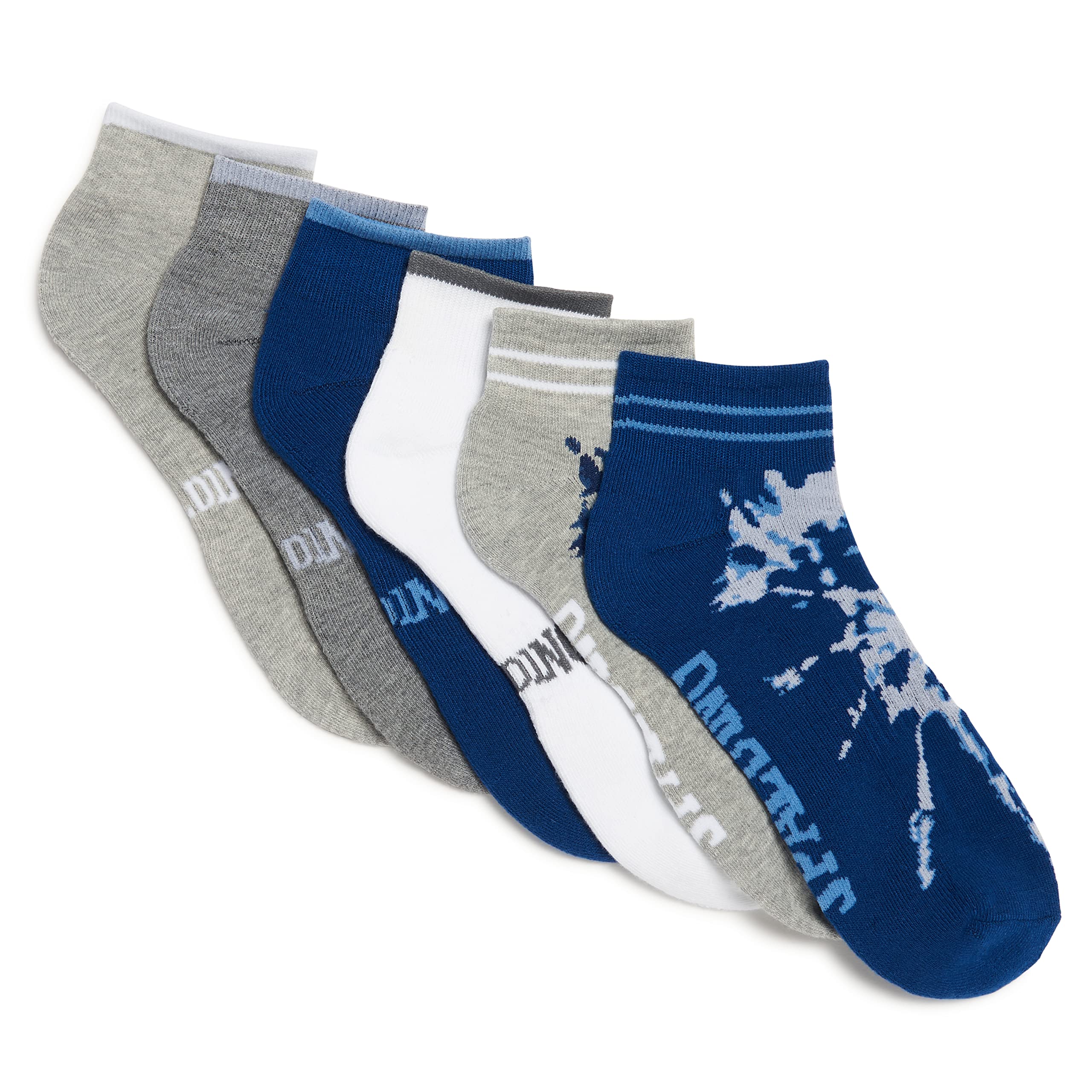 Spalding Men's Fashion Athletic Quarter Top Ankle Socks With Cushioned Heel Size 10-13 - Value 6 Pack