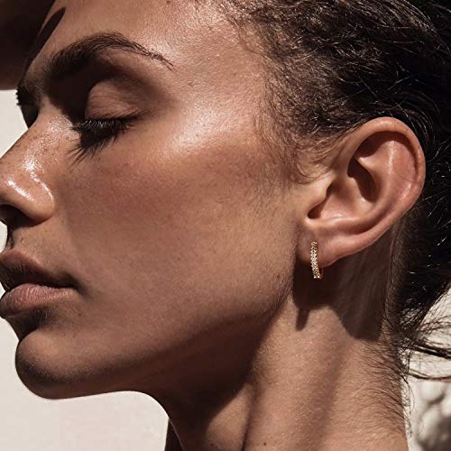 MYEARS Women Huggie Earrings Gold Hoop Ear Stud Cuff Turquoise Half Sleeper 14K Gold Filled Small Simple Hypoallergenic Everyday Basic Jewelry